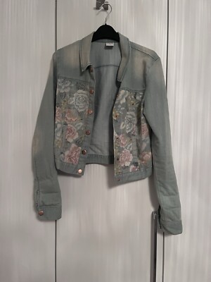 Vera Moda Denim Jacket Floral Front Size Small | eBay UK