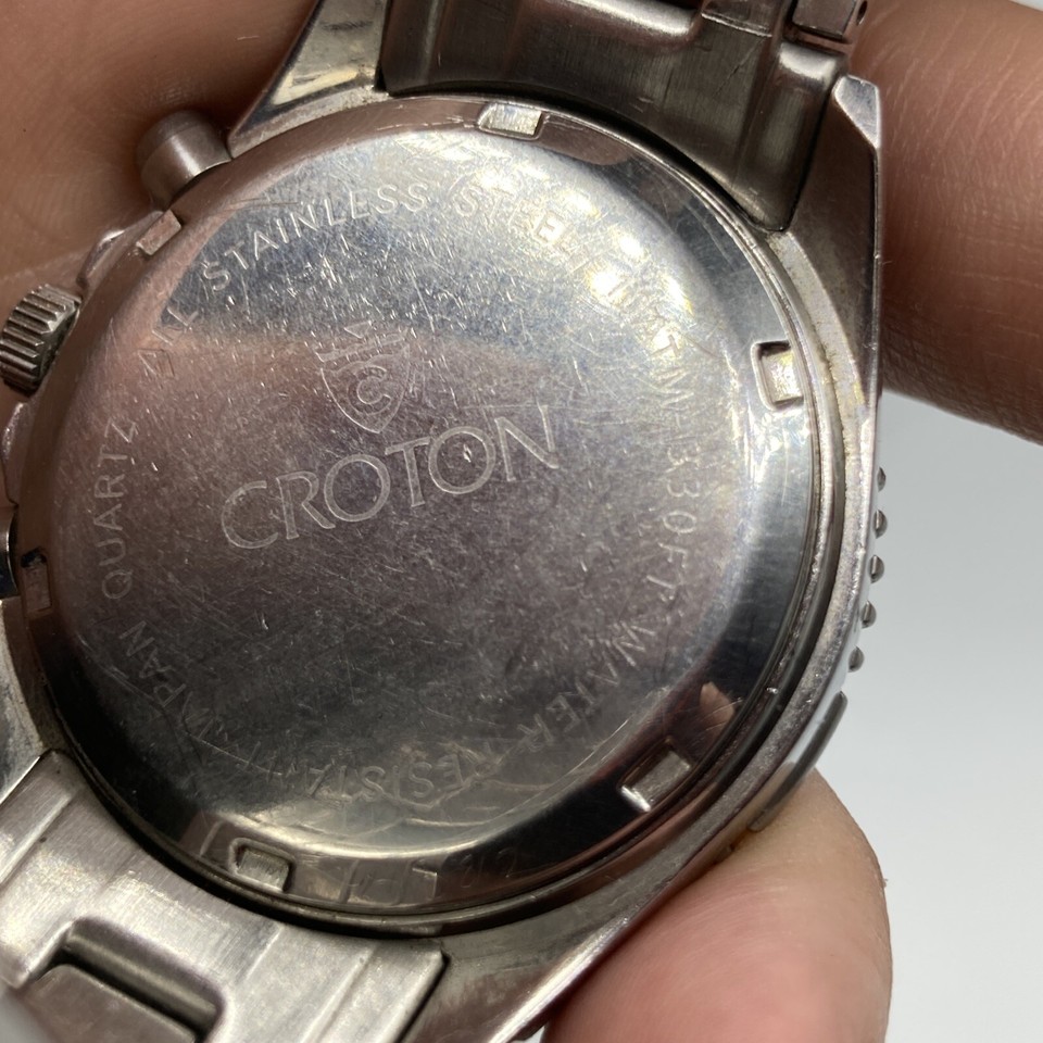 Croton Lord Harris Mens 39mm Watch Silver Tone Blue Dial Chronograph ...