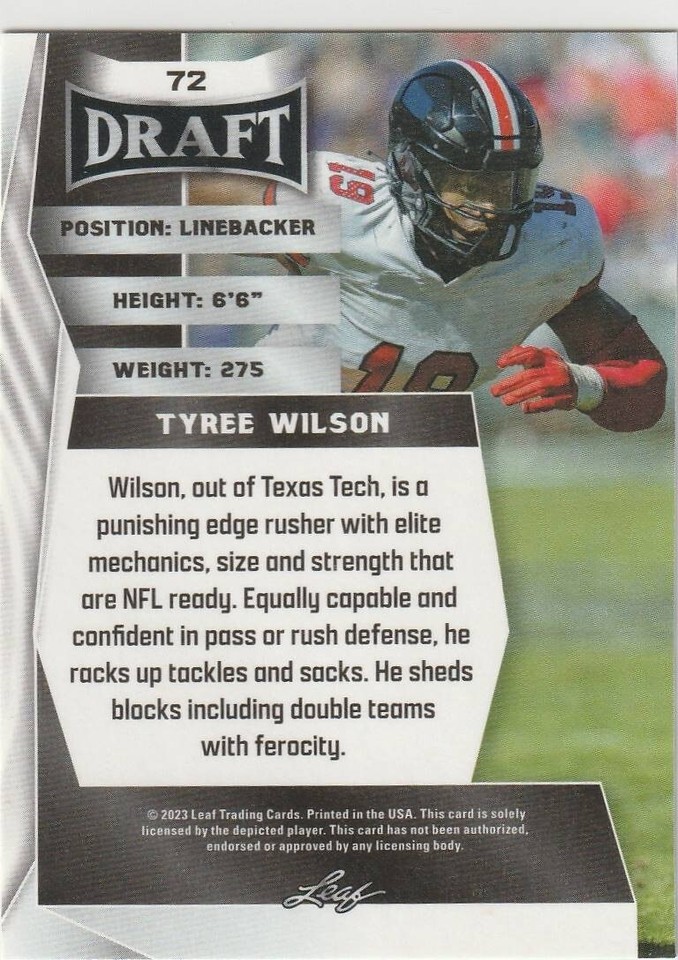 2023 Leaf Draft # 72 - Tyree Wilson - ROOKIE CARD | eBay
