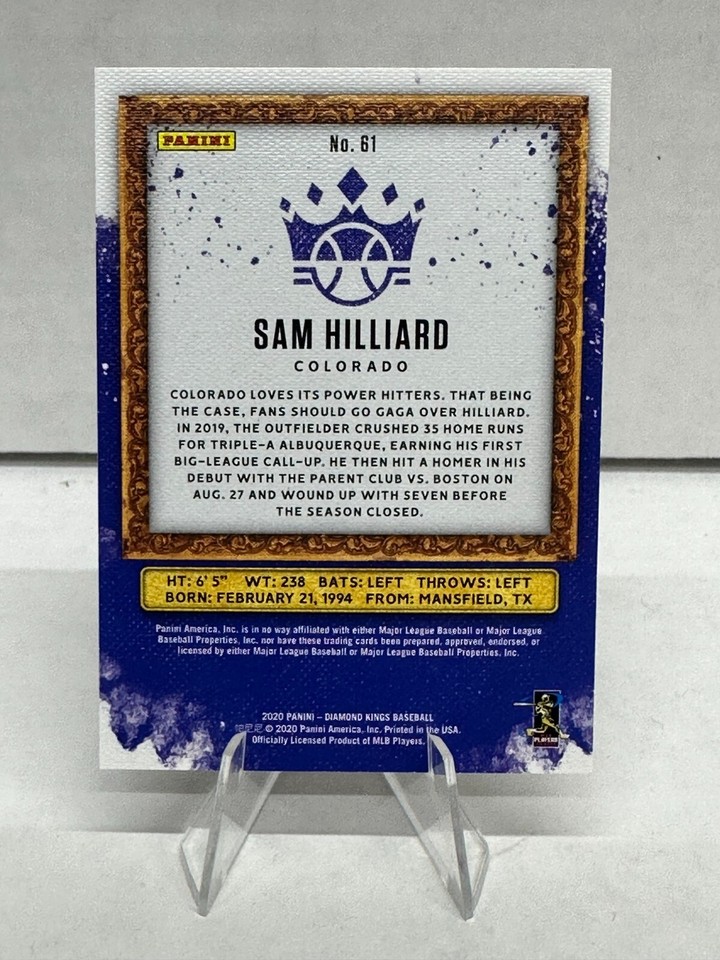 2020 Panini Diamond Kings Baseball Card #61 Sam Hilliard RC Colorado ...