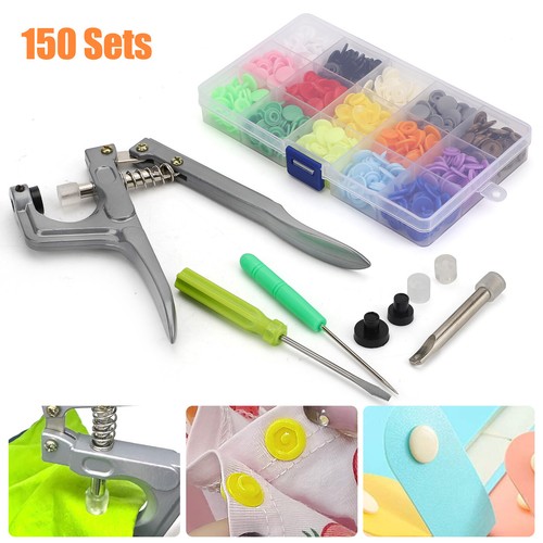 150PCS Snap Buttons Press Tool Kit with Fastener Pliers for DIY Sewing ...