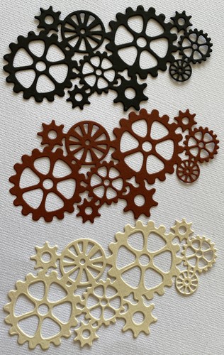 SMALL GEAR Die-Cuts(3pc)Steampunk •Cogs•Sprocket•Earthtone•Machine ...