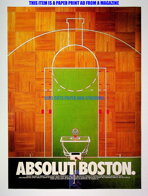 Absolut Boston Basketball Vodka 1993 Print Magazine Ad Alcohol Poster ...