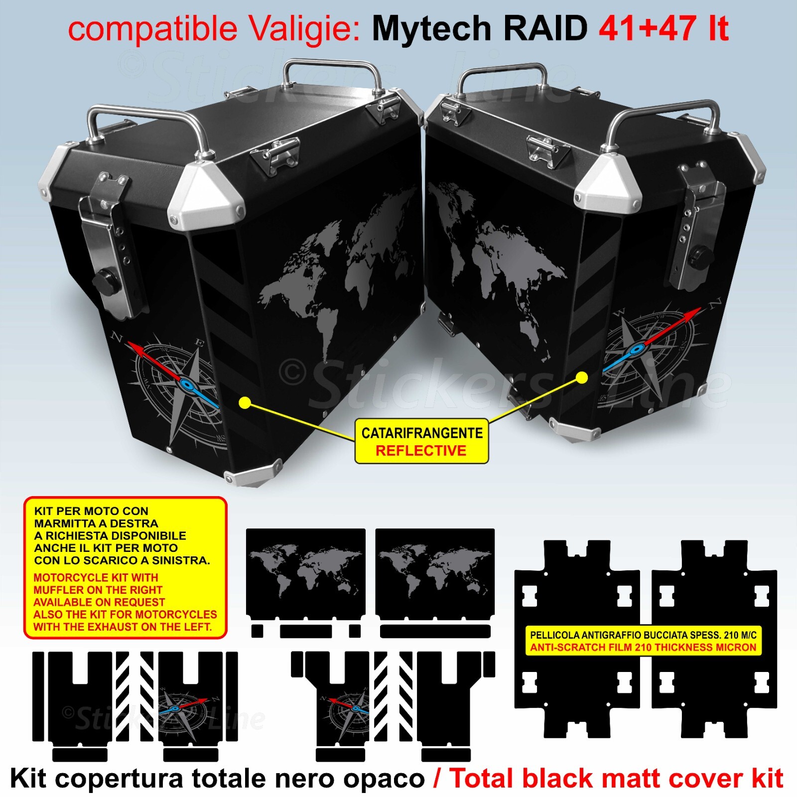 Stickers Suitcases Mytech Raid Compatible BMW KTM Ducati Honda Guzzi ...