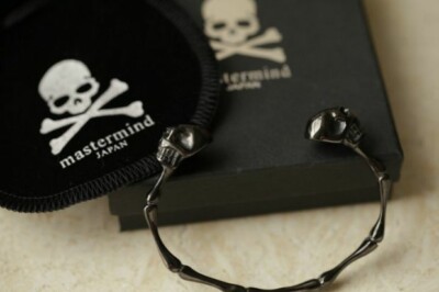 MMJ Mastermind Japan Skull Bone Black Punk Rock Biker Viking Bracelet ...