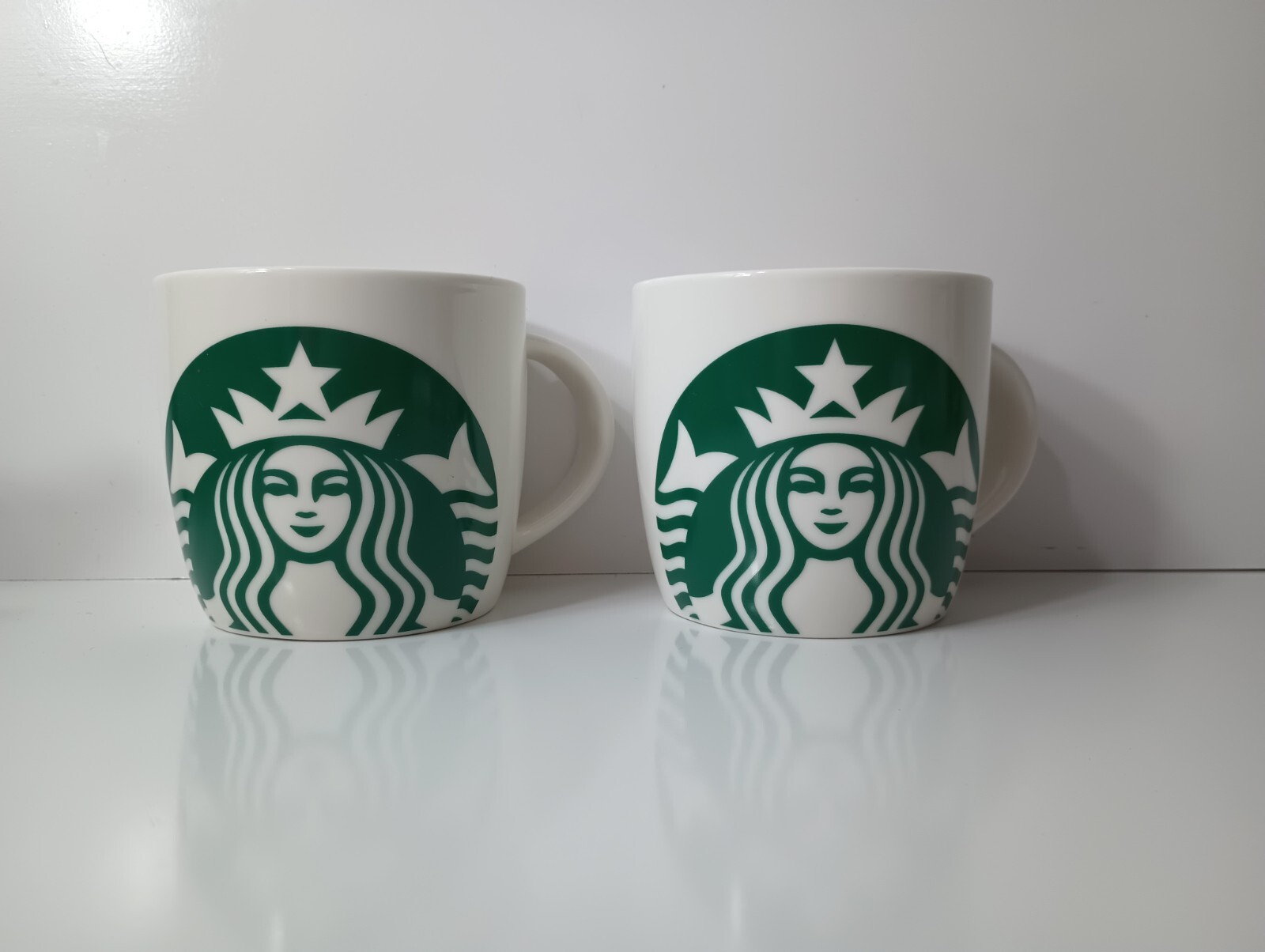 Starbucks Mugs Cups Two 14 Oz Classic White Green Mermaid Logo Ceramic ...