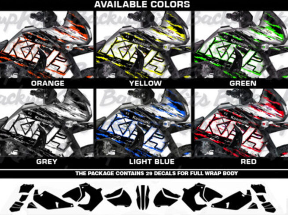 KAWASAKI KLR 650 GRAPHICS KIT DECALS STICKERS RALLY ORANGE (2008 - 2018 ...