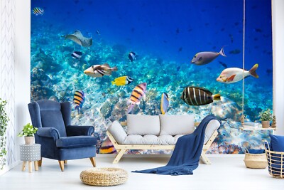 3D Ocean Fish J714 Wallpaper Mural Wall Print Wall Wallpaper Murals ...