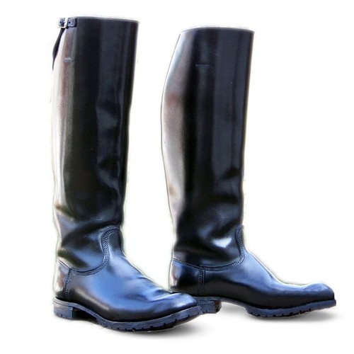 Tall Leather Riding Motorcycle Police Officer Boot, Top side buckle ...