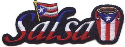 Puerto Rico Flag / Salsa / Conga Embroidered Patches 4.75"x1.75" iron ...