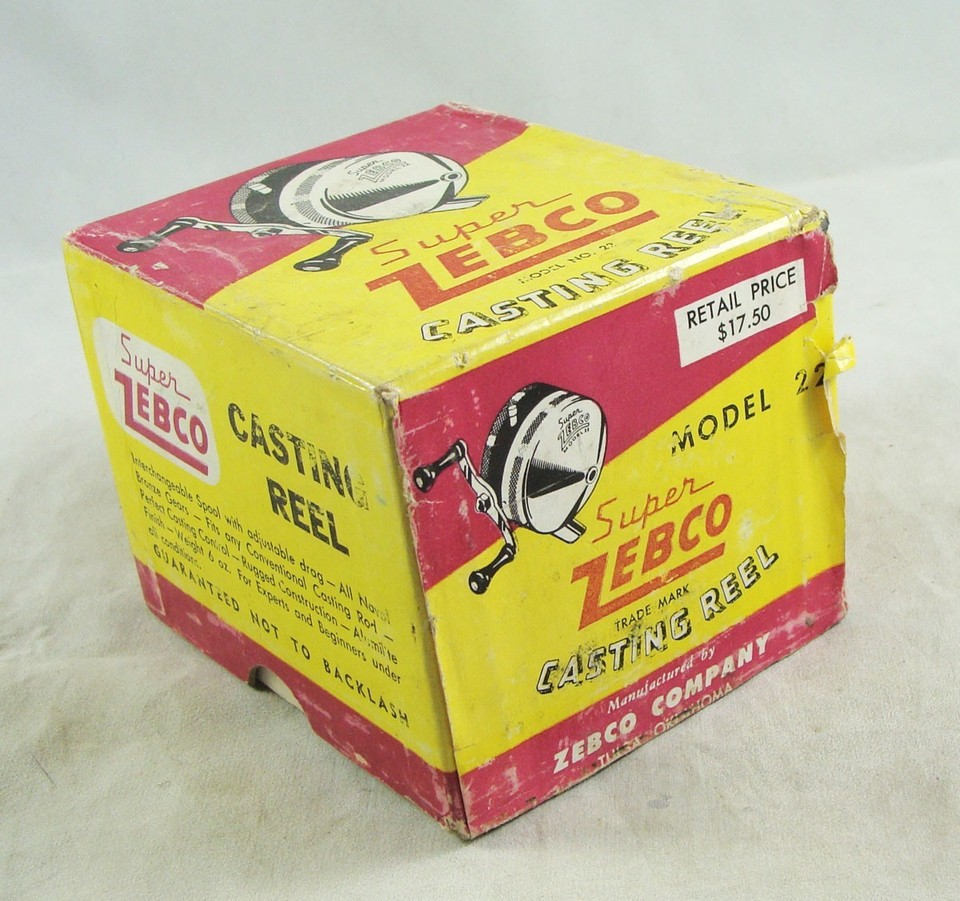 Old Vintage ZEBCO SUPER Model 22 Spincast Reel + Box + Paper + Spare ...