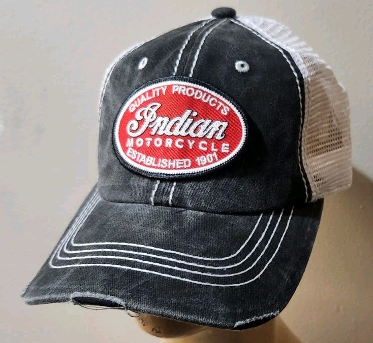 Indian Motorcycle Distressed Mesh Trucker Hat Black & White Mesh Hat | eBay