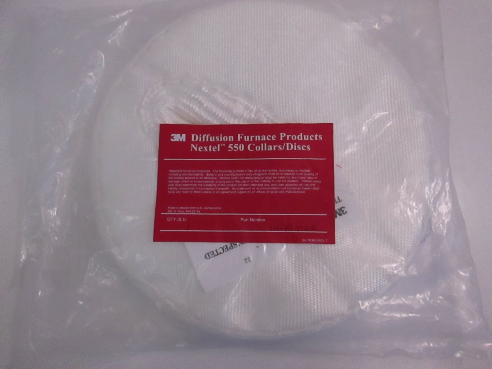 3M Diffusion Furnace Products, Nextel 550 Ceramic Collars/Discs, 111 ...
