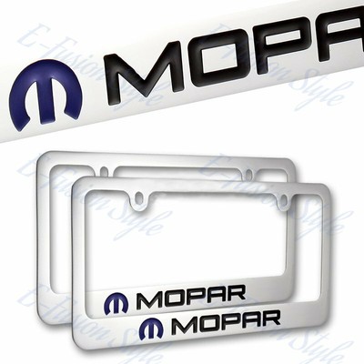 2Pcs DODGE MOPAR Chrome Plated Brass License Plate Frame Hand Painted ...