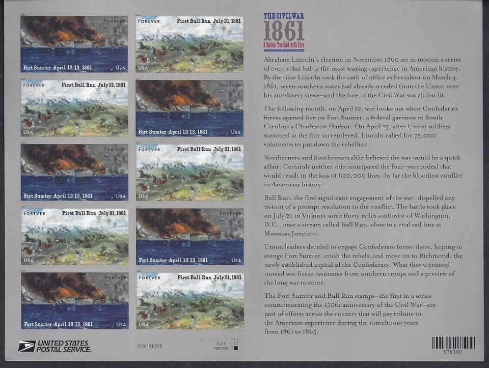 US Scott #4522-23 - 2010 Civil War 1861: A Nation Touched - Sheet of 12 ...