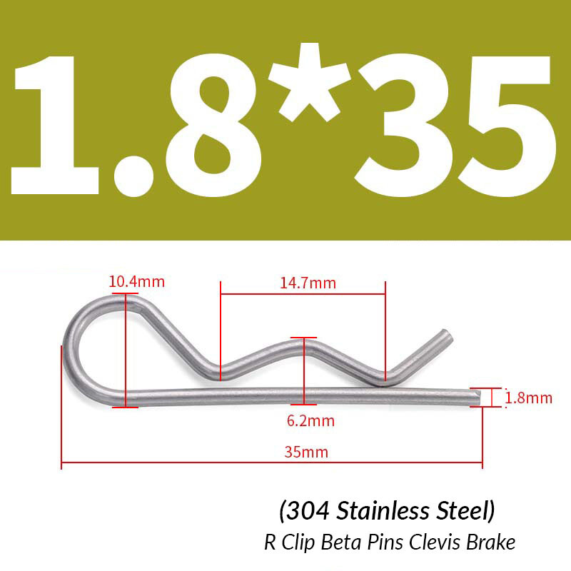 R Clip Stainless Steel 304 A2 Beta Pins 1mm 1.2mm 1.6mm 2mm 2.5mm 3mm ...