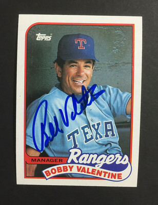 Bobby Valentine Rangers Signed 1989 Topps Baseball Card #314 Auto ...