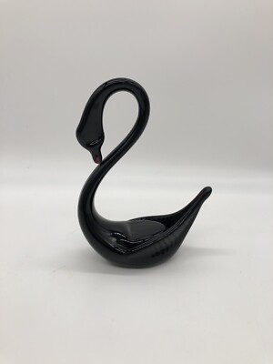 Vintage art deco Black swan Pairpoint Glass Swan Figurines Hand Blown ...