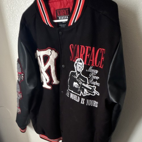 Reason Varsity Jacket Black Red White Scarface Embroidered Patch ...