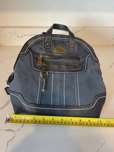 B.O.C. Born Concepts Faux Leather Backpack Blue Bag Purse Retro Western ...