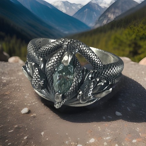 Ring Of Aragorn LOTR Ring Of Barahir, Silver W/ Green Moissanite Ring ...