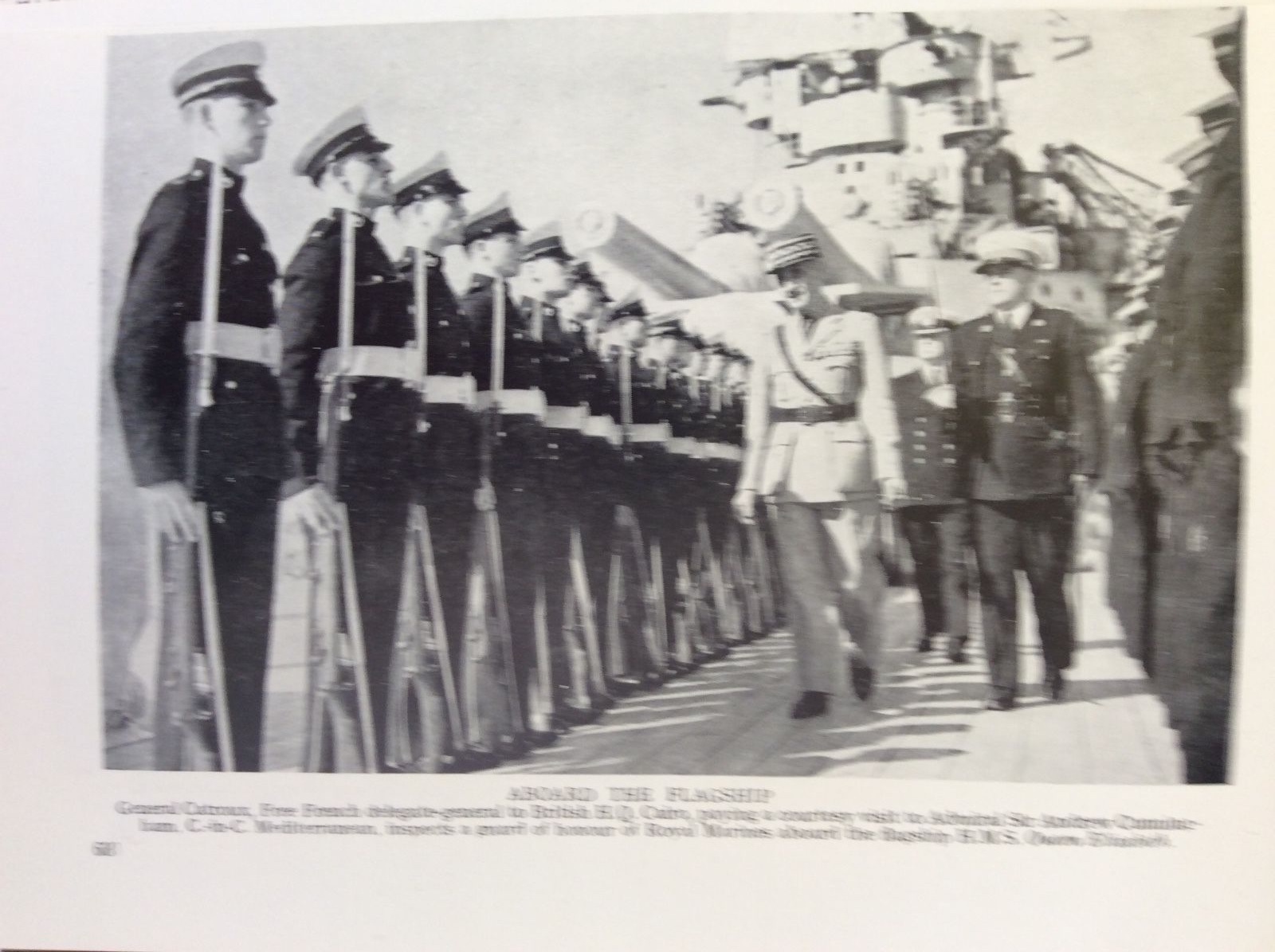 a1w ephemera ww2 picture hms queen elizabeth general catroux cunningham ...