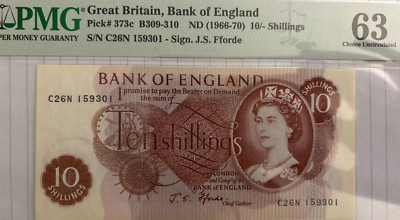 Great Britain Bank Of England 10/- 10 Shilling Notes SN 301 to 310 LOT ...
