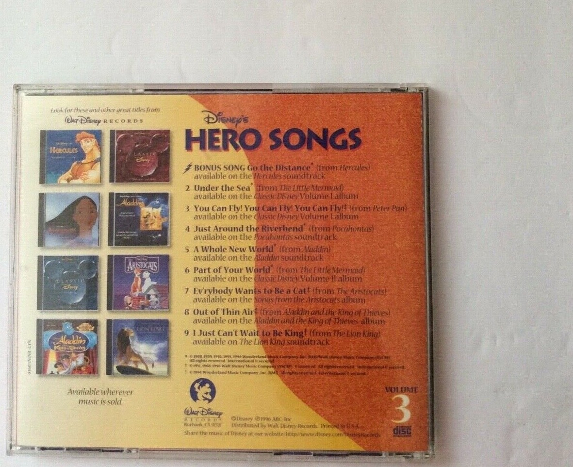 Walt Disney Records Hero Songs CD Volume 3 McDonald's Celebrates Disney ...