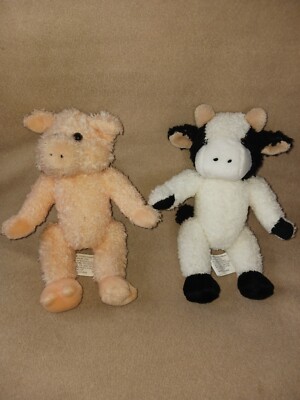 Vintage Chrisha Playful Plush / Stuffed Animal Lot - Pig & Cow ...