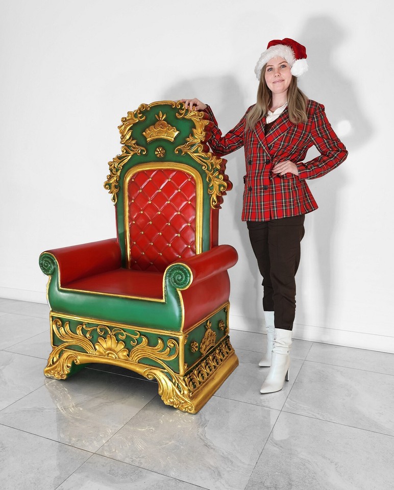 Santa Throne Chair - Christmas Decor - Red and Green - Santa Chair - | eBay