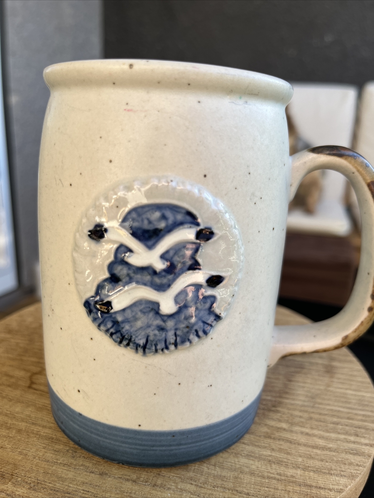 Large Pottery Coffee/Tea/Beer Mug with Raised 3D Seagull Design ...