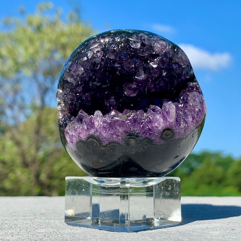 226G Natural Amethyst Opening Smile Cave Quartz Carving Crystal Healing ...