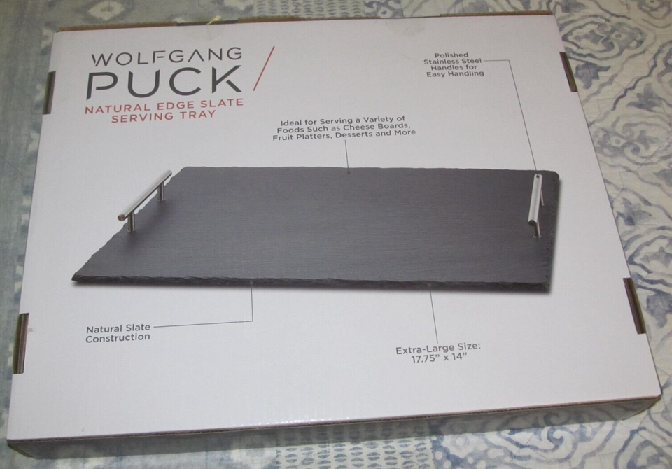 NIB New Wolfgang Puck Large 17" Slate Serving Tray Set Bar Appetizer ...