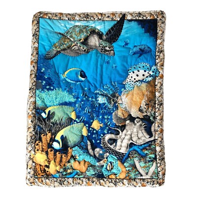 Sea Life Quilt Wall Hanging Ocean Turtle Fish Octopus Coral Reef ...
