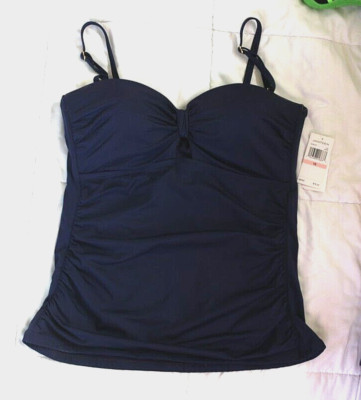 Jantzen Navy Blue Tankini Top Bandeau or with Straps size 10 REtail $78 ...