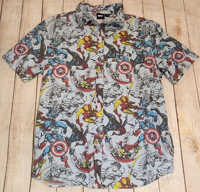 Marvel Avengers Short Sleeve Button Up Shirt Size Medium | eBay
