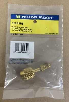 YELLOW JACKET AUTOMOTIVE A/C R-134a COUPLER (1/2" ACME F. x 1/4" MALE ...