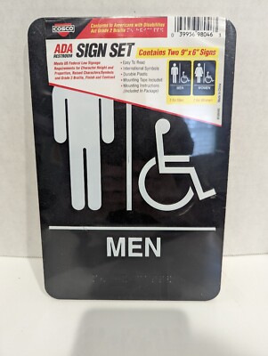 Cosco 098046 Black Acrylic WOMEN & MEN Restroom Sign Set with ADA ...