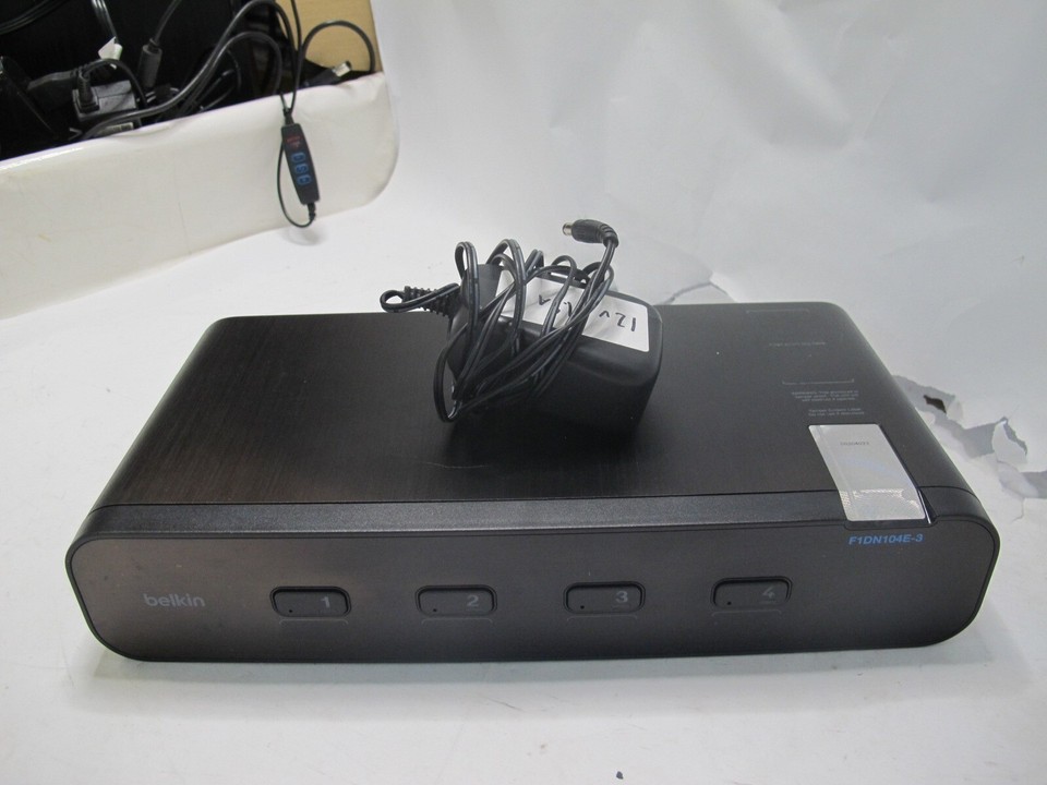 Belkin F1DN104E-3 Secure DVI-I 4-Port KVM Switch PP3.0 W/ Power Adapter ...