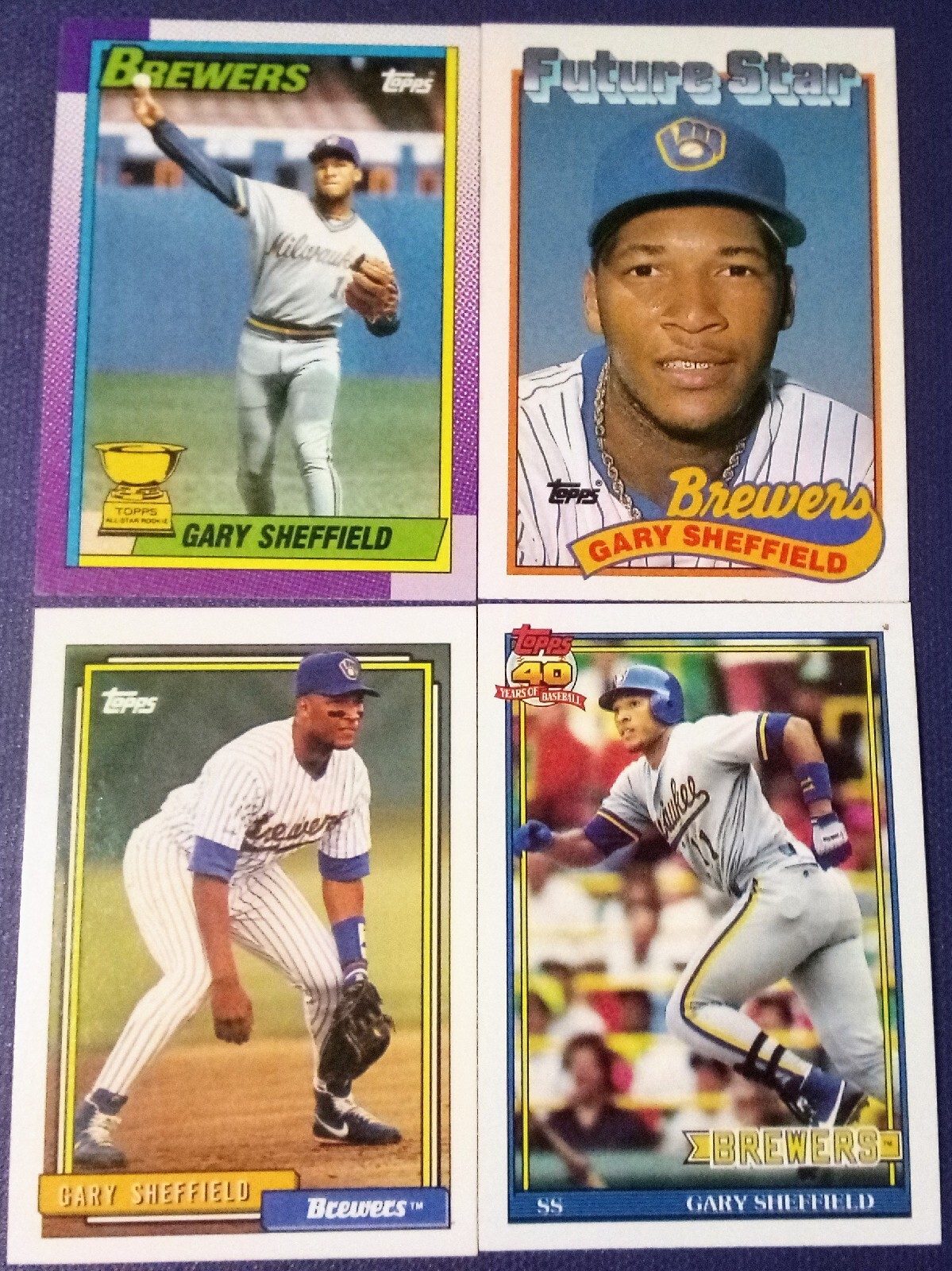 Gary Sheffield 4 Card Topps Lot 1989 Future Stars 1990 Rookie Card And ...