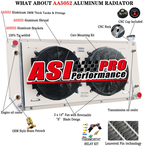 ASI 4 Row Radiator Shroud Fans fit 88-99 GMC Chevy C/K Truck C1500 ...