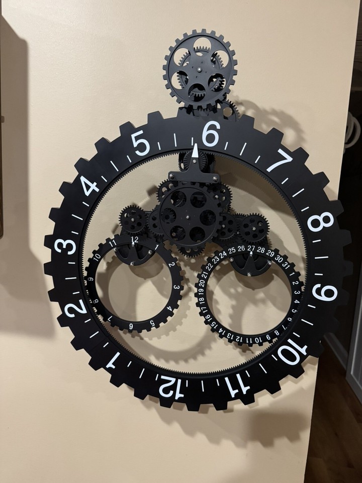 Seven Up Black 3D Moving Gear Clock, Large Gear Clock w/ Moving Gears ...