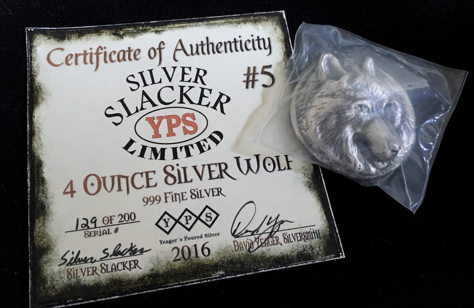 YPS 4 Ounce Silver Wolf - Silver Slacker Exclusive Pour 999 Fine Silver ...
