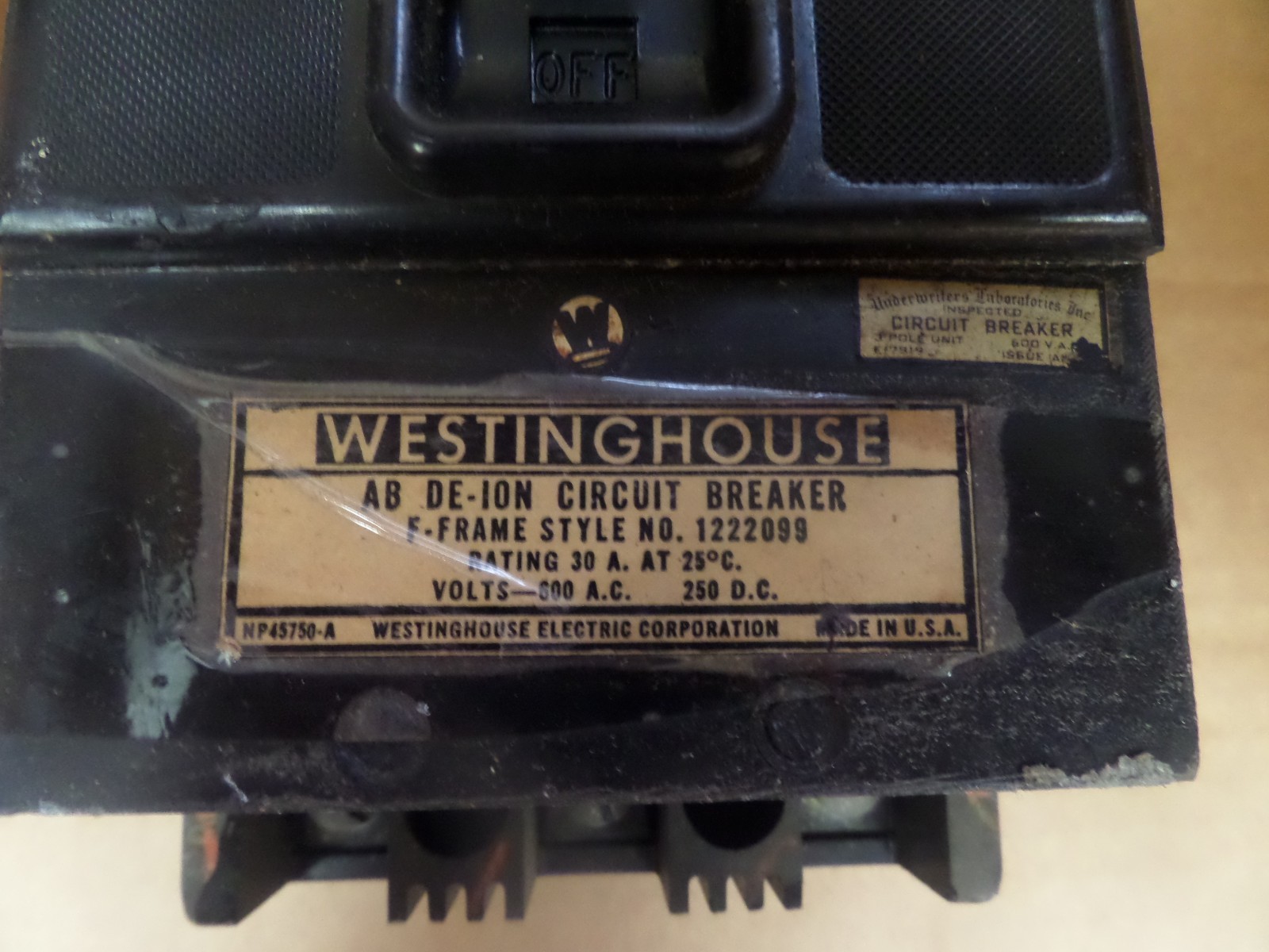 Westinghouse Circuit Breaker E7819 1222099 30A 30 A AMP 3 POLE 600 VOLT ...