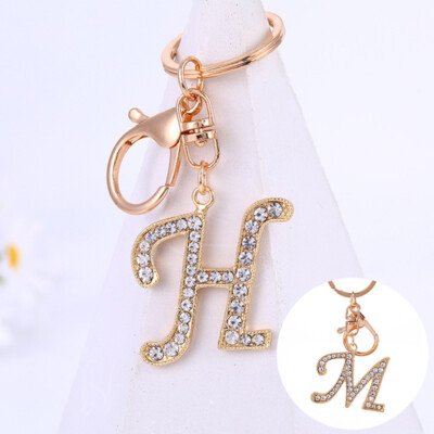 Charm Bling Keyring English Letter Initial Alphabet Key Ring Acces Gift ...