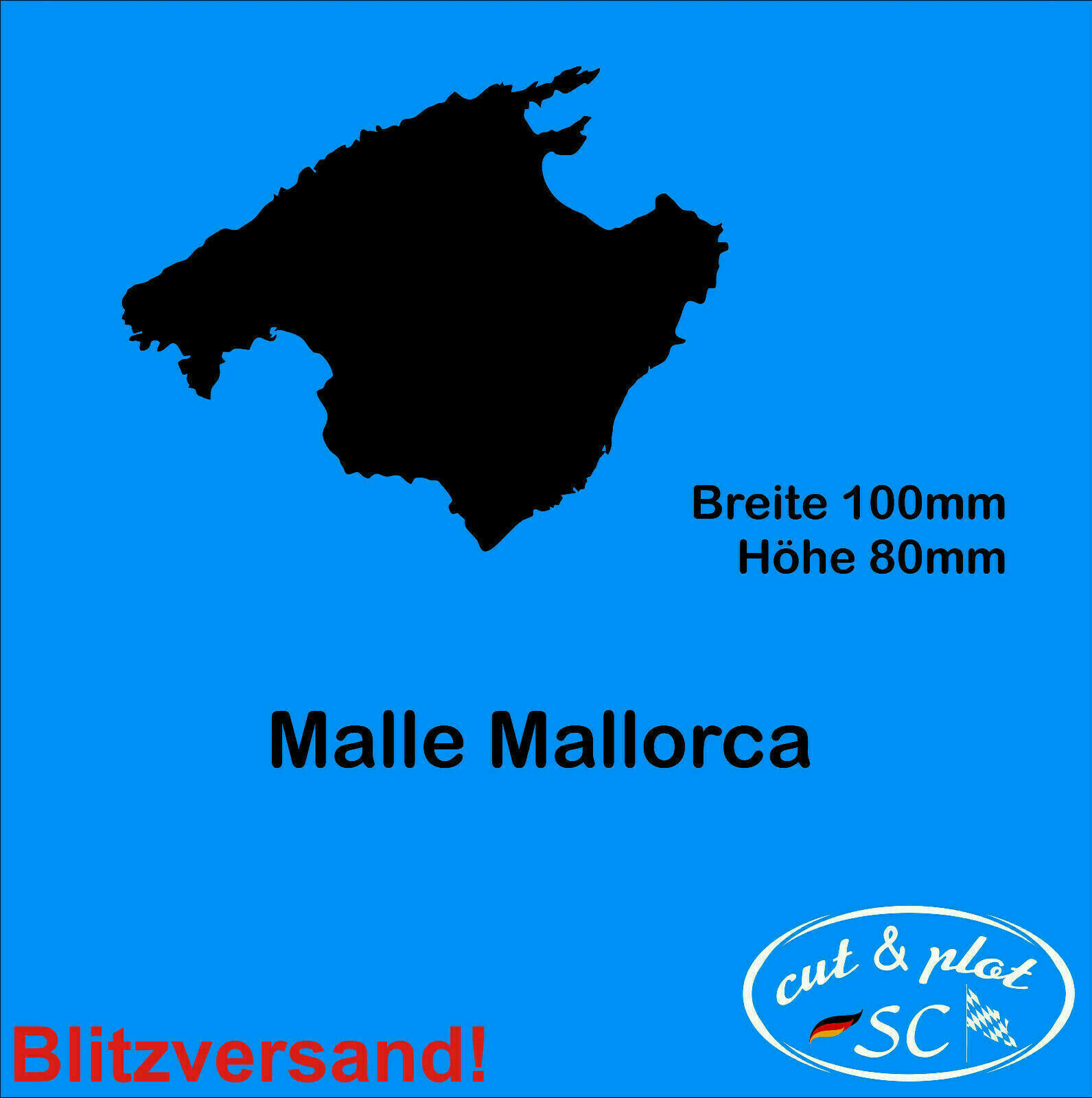 Mallorca Malle Insel Umriss Aufkleber Auto Waschanlagenfest 100 x 80 ...