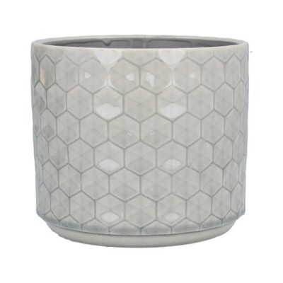 Grey Honeycomb Ceramic Pot Cover Medium by Gisela Graham | eBay UK
