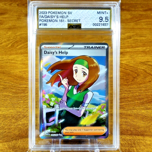 Pokemon SV 151 Secret Trainer Supporter Daisy's Help 195/165 AGS Mint+ ...