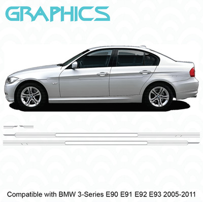 Fits BMW 3-Series Alpina E90 E91 E92 E93 Style Side Pin Stripes Graphic ...