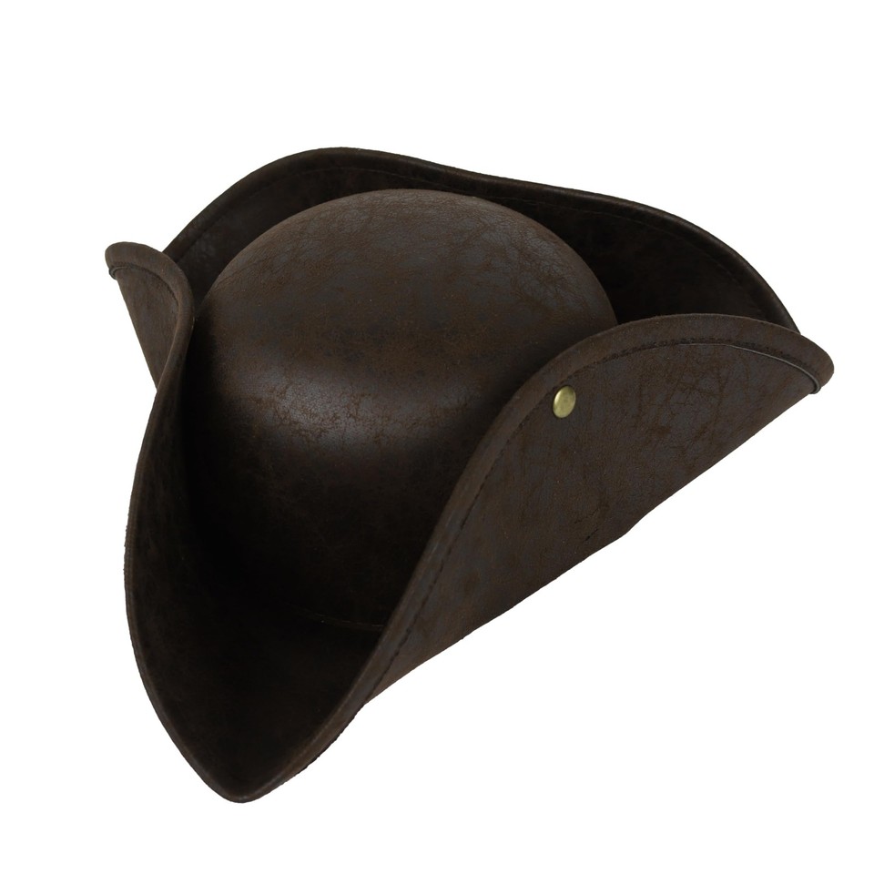 UQJE Authentic Pirate Hat for Women Adult Leather Tricorn Hat Halloween ...